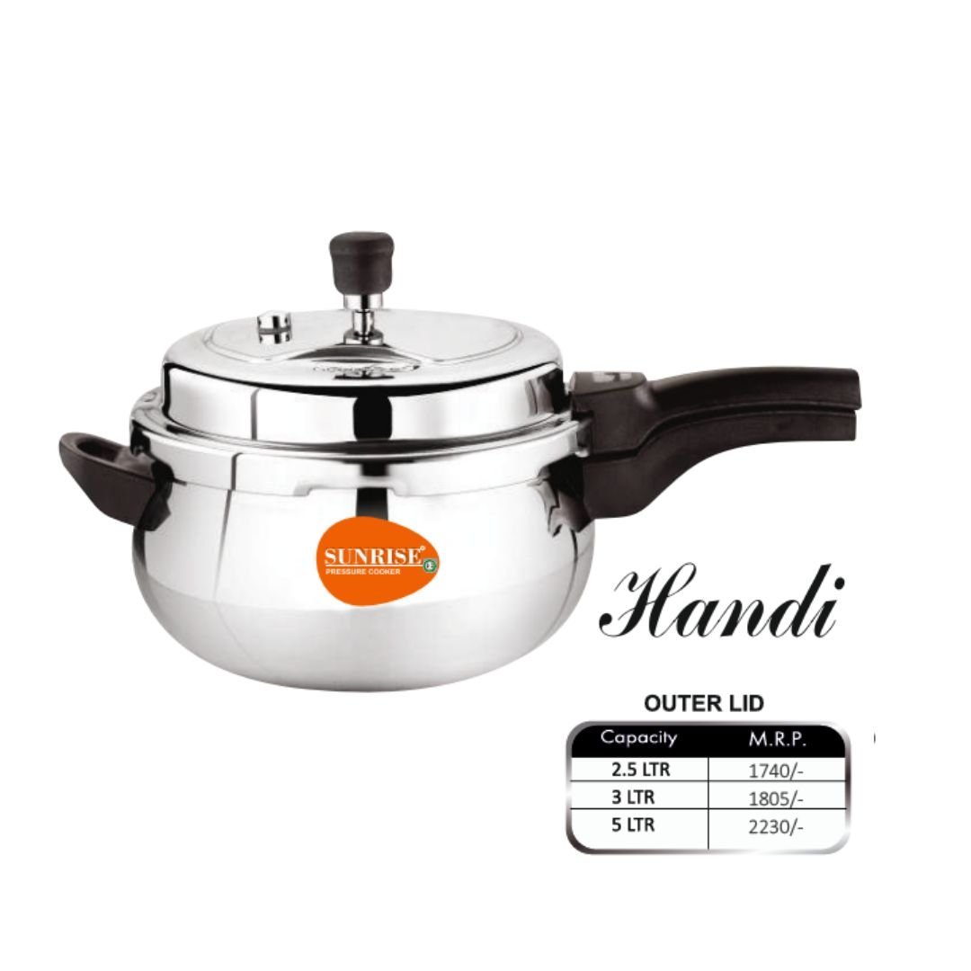 Sunrise Outer Lid Handi Aluminum Pressure Cooker – 5 Litres – Dynamic ...