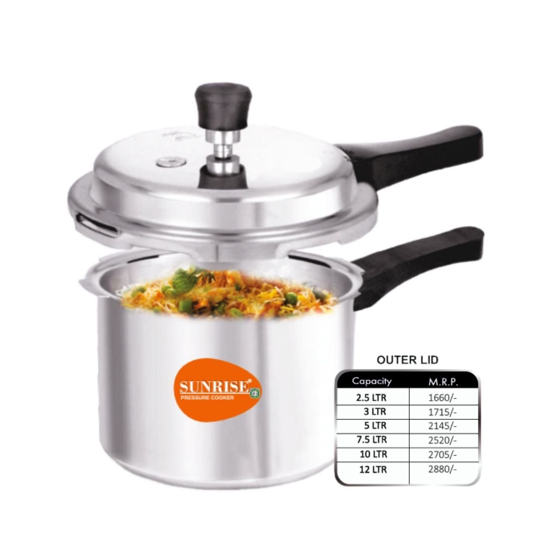 Sunrise Outer Lid Aluminum Pressure Cooker – 3 Litres – Dynamic Bazar ...